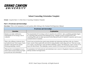 [Solved] The three main sections of the School Counseling ePortfolio ...