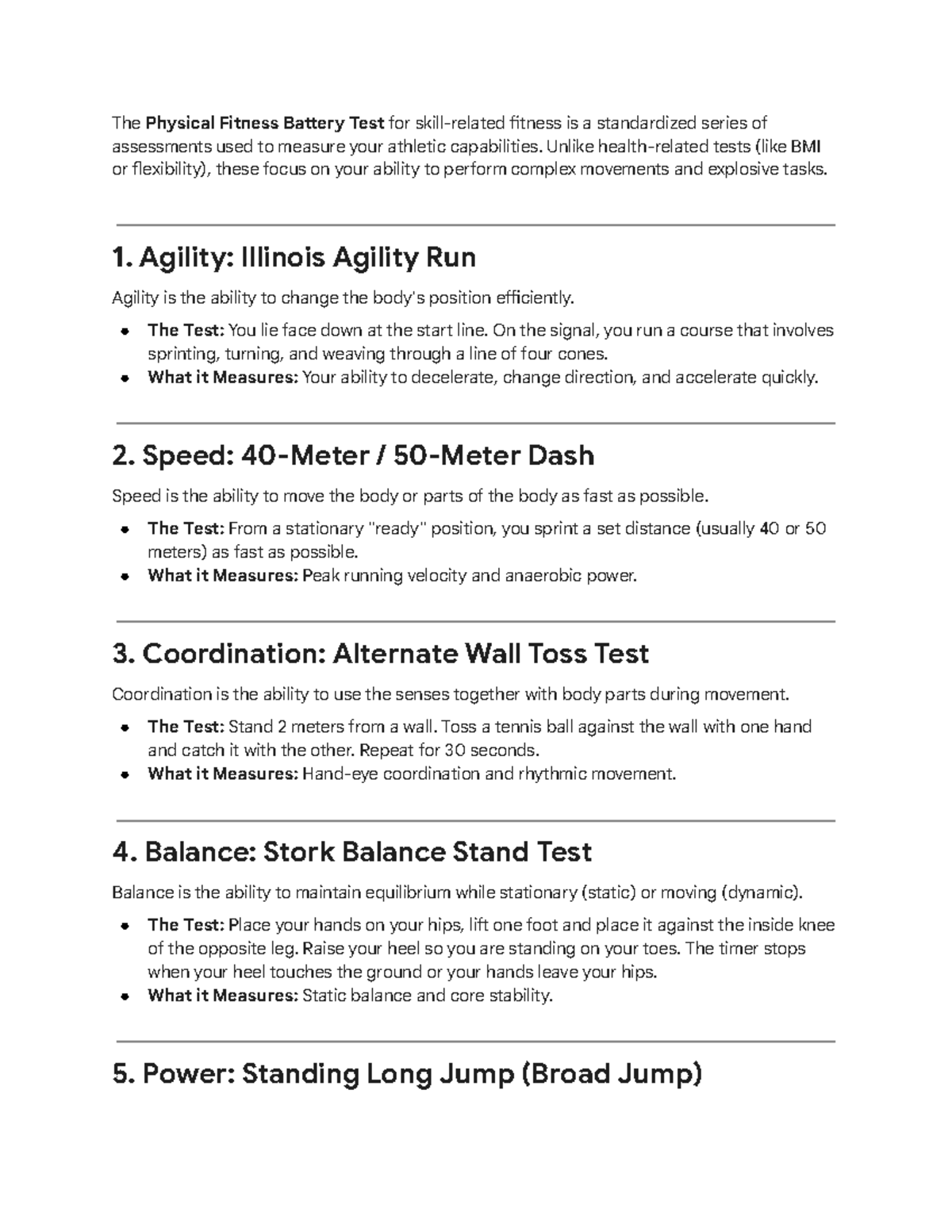 Physical Fitness Battery Test Overview: Key Assessments Explained - Studocu