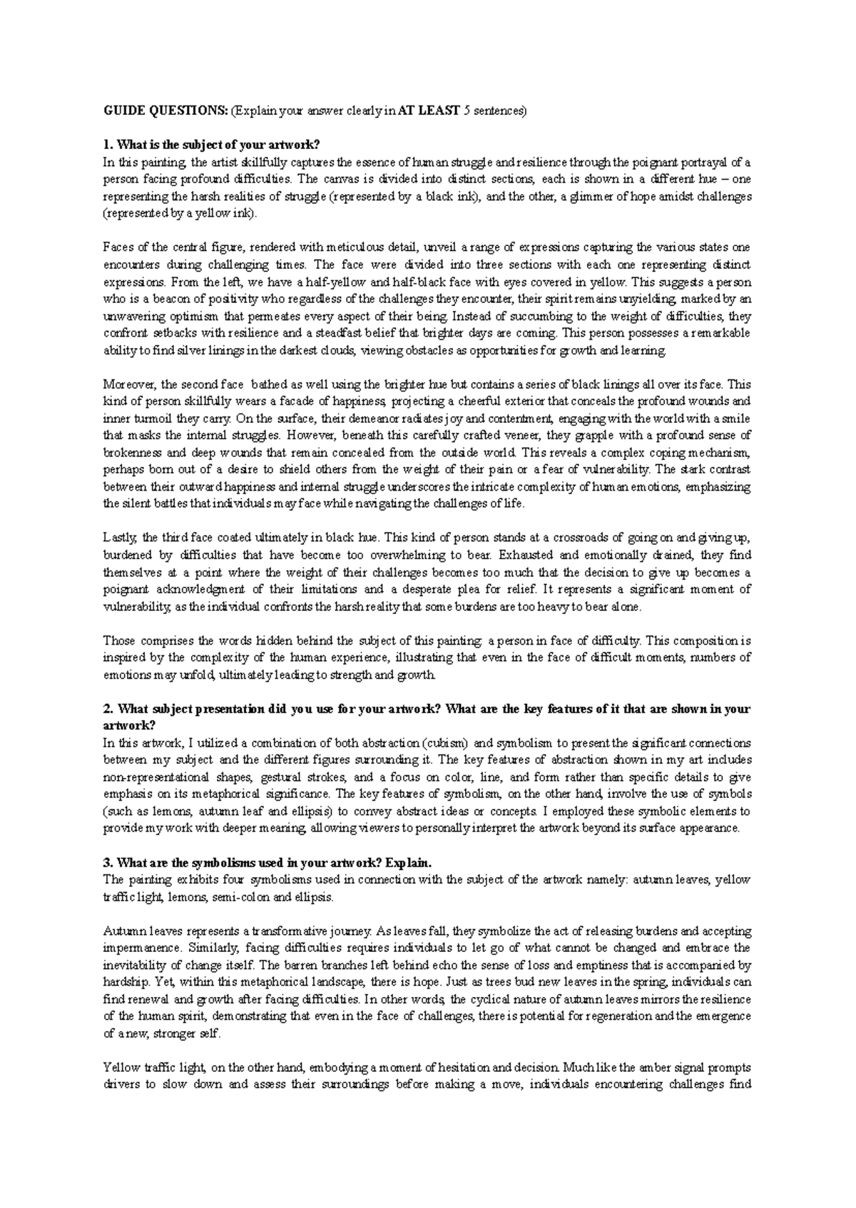 ArtApp Midterm - Notes on Symbolism and Human Emotion in Artwork - Studocu