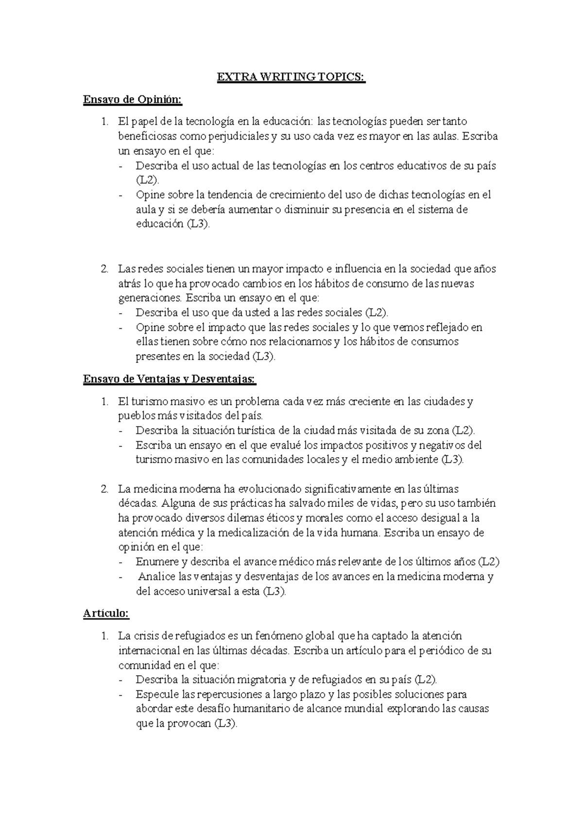 Temas de Escritura Extra 5to: Ensayos y Artículos para Estudiantes ...