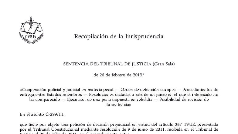 Sentencia del Tribunal de Justicia (Gran Sala) ECLI:EU:C:2013:107 sobre ...