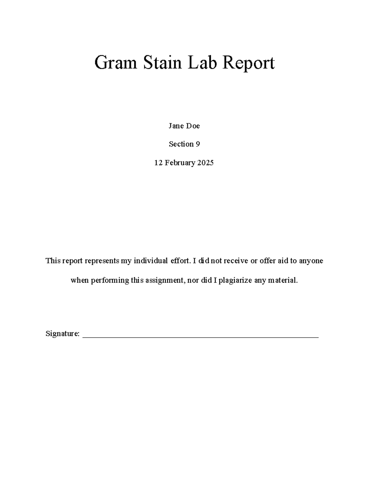 Gram Stain Lab Report (Microbiology 101): Analysis and Results - Studocu