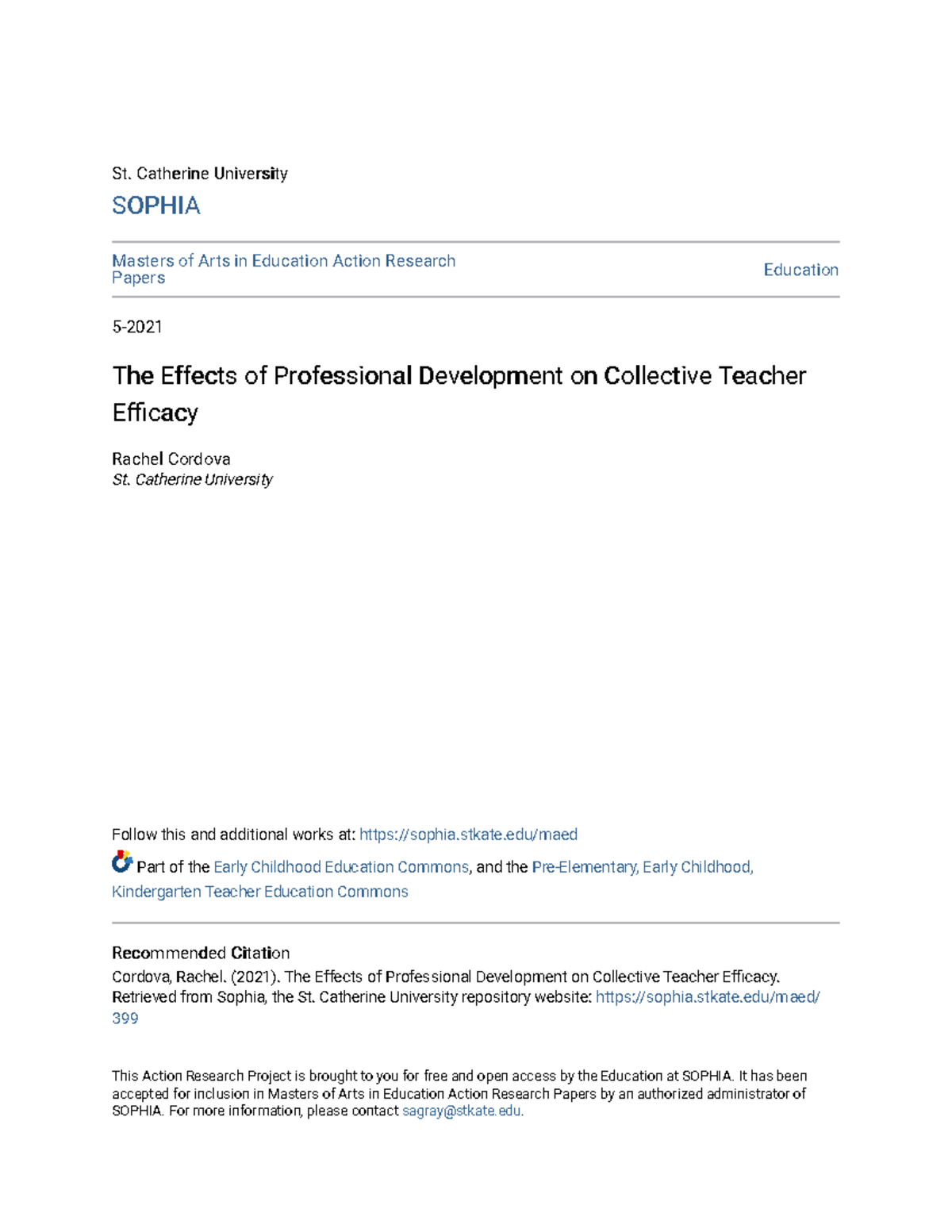 Professional Development Impact on Collective Teacher Efficacy in ...
