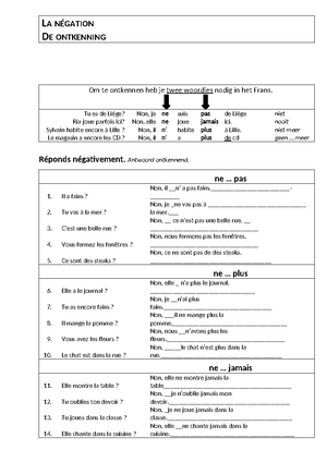 Frans - 1e jaar - Secundair Onderwijs (1e graad) - Studocu