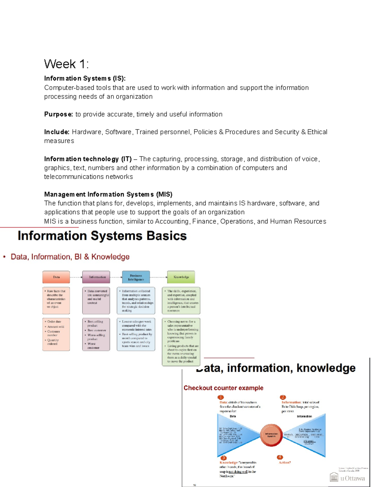 IS 101: Comprehensive Week-by-Week Study Notes for Information Systems ...
