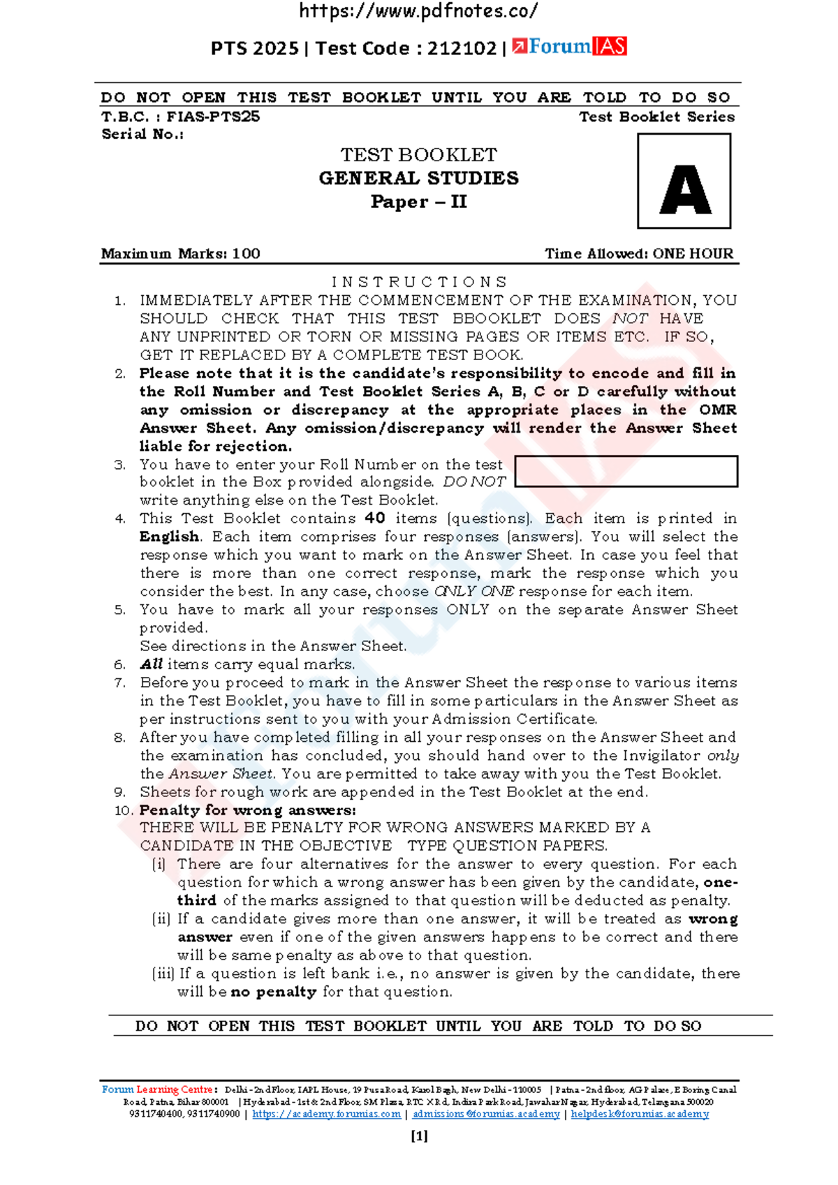 Forum CSAT 2 2025 - My personal note - PTS 202 5 | Test Code : 212102 ...