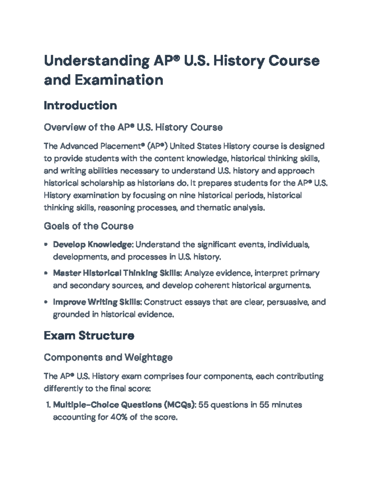 AP® U.S. History Course Overview and Exam Preparation Guide ...