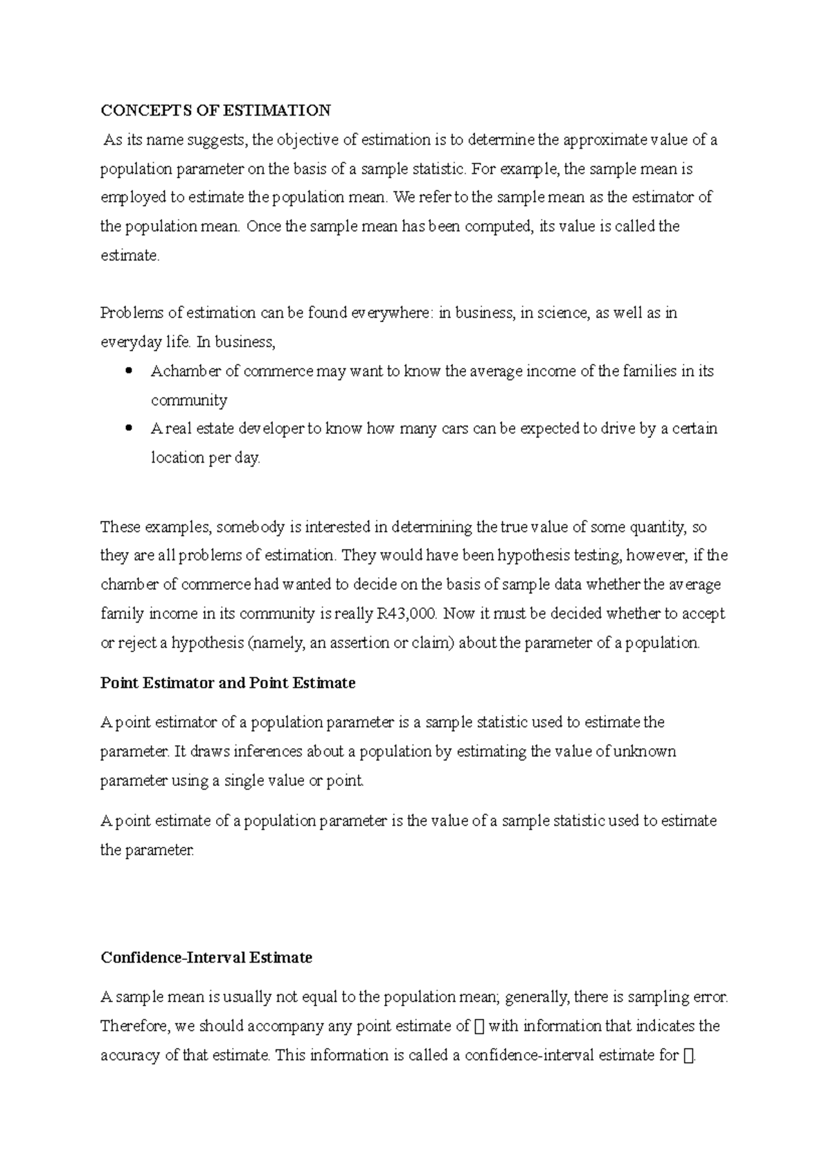 Commercial mathematics - CONCEPTS OF ESTIMATION As its name suggests ...