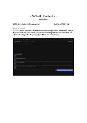 CS201Solved MeGa File For solved past paper - FINALTERM EXAMINATION ...