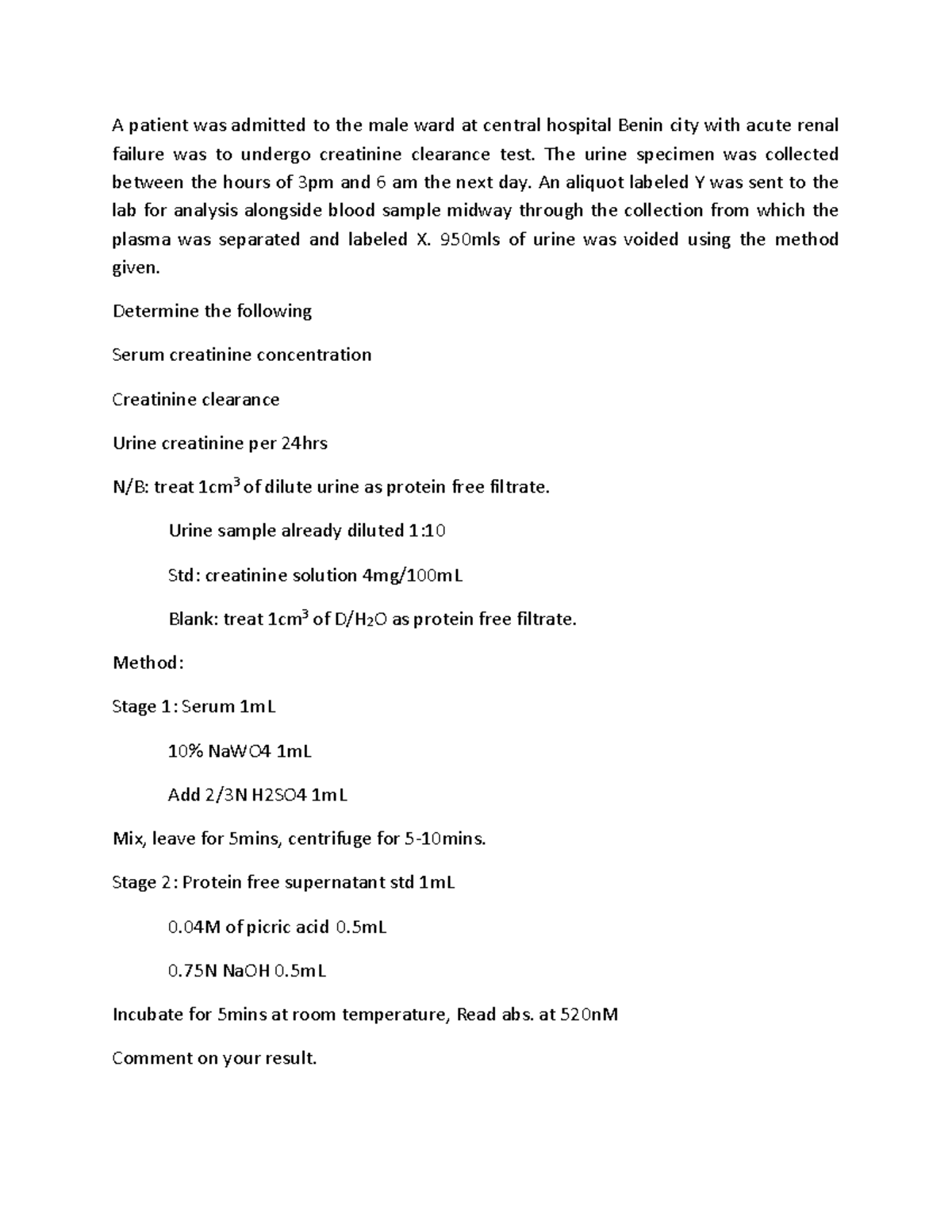 Creatinine Clearance Test Analysis: Serum & Urine Creatinine Levels ...