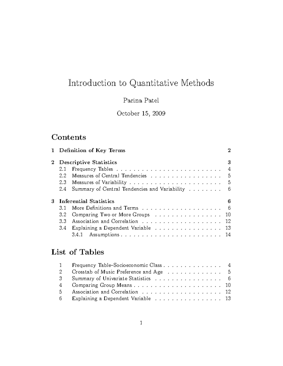 Quantitative methods - PRACTICAL - Introduction to Quantitative Methods ...
