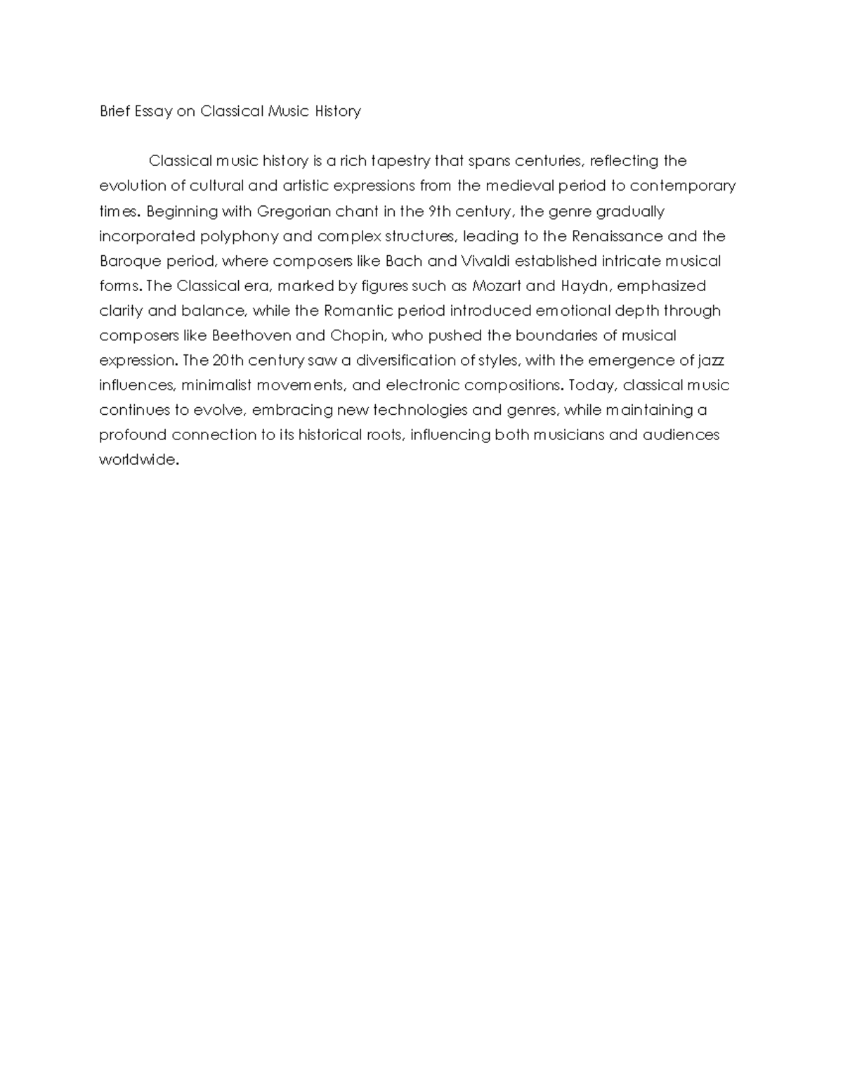 Classical Music History: A Brief Overview of Its Evolution - Studocu