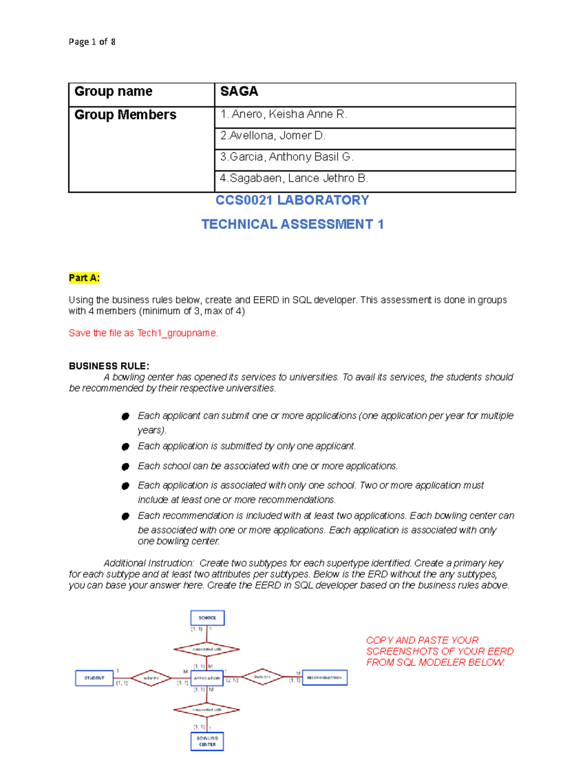 CCS0021 Technical Assessment 1: EERD and Normalization Steps - Studocu