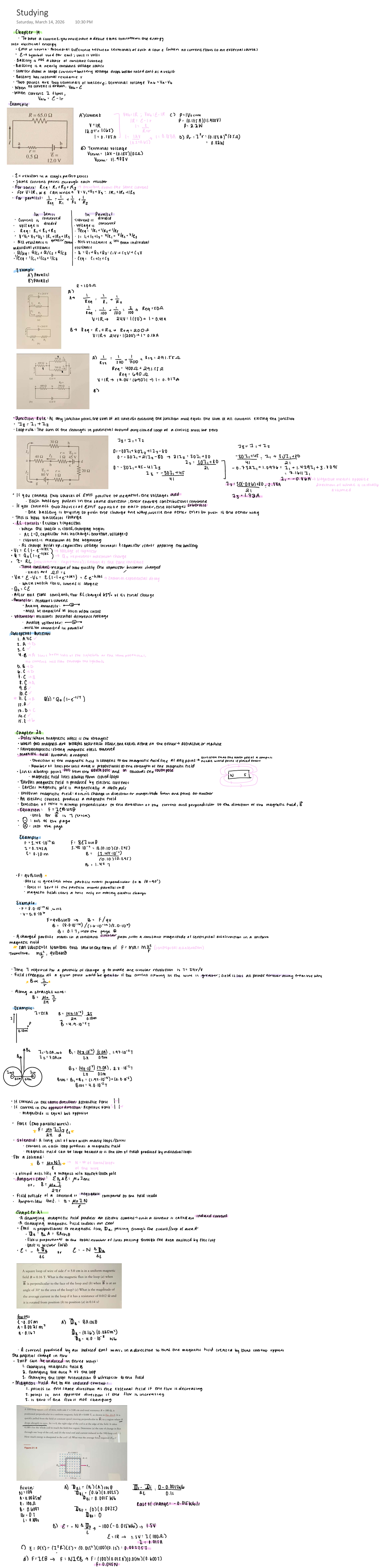 Chapters 19, 20, and 21 Study Notes and Practice Problems for Physics ...