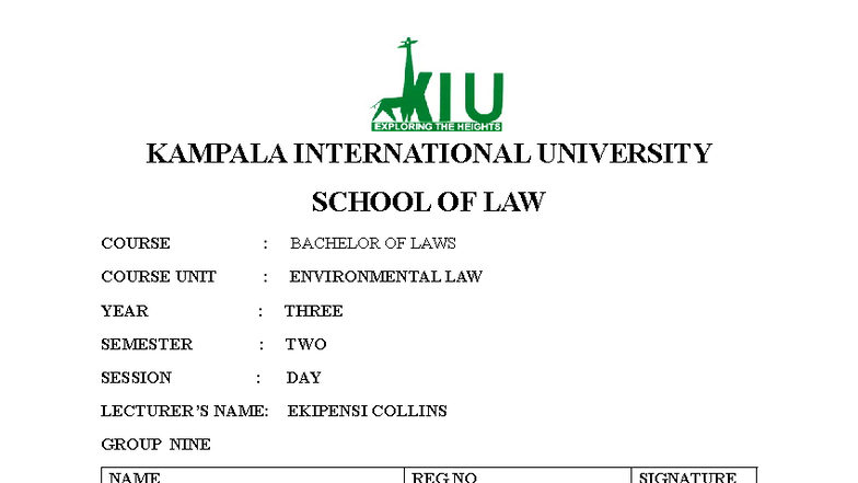 PIL and Environmental Protection in Uganda: A Critical Analysis (LLB 3) - Studocu