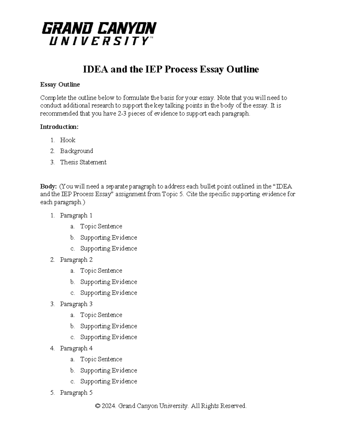 SPD-208 IDEA and IEP Process Essay Outline Guide - Studocu