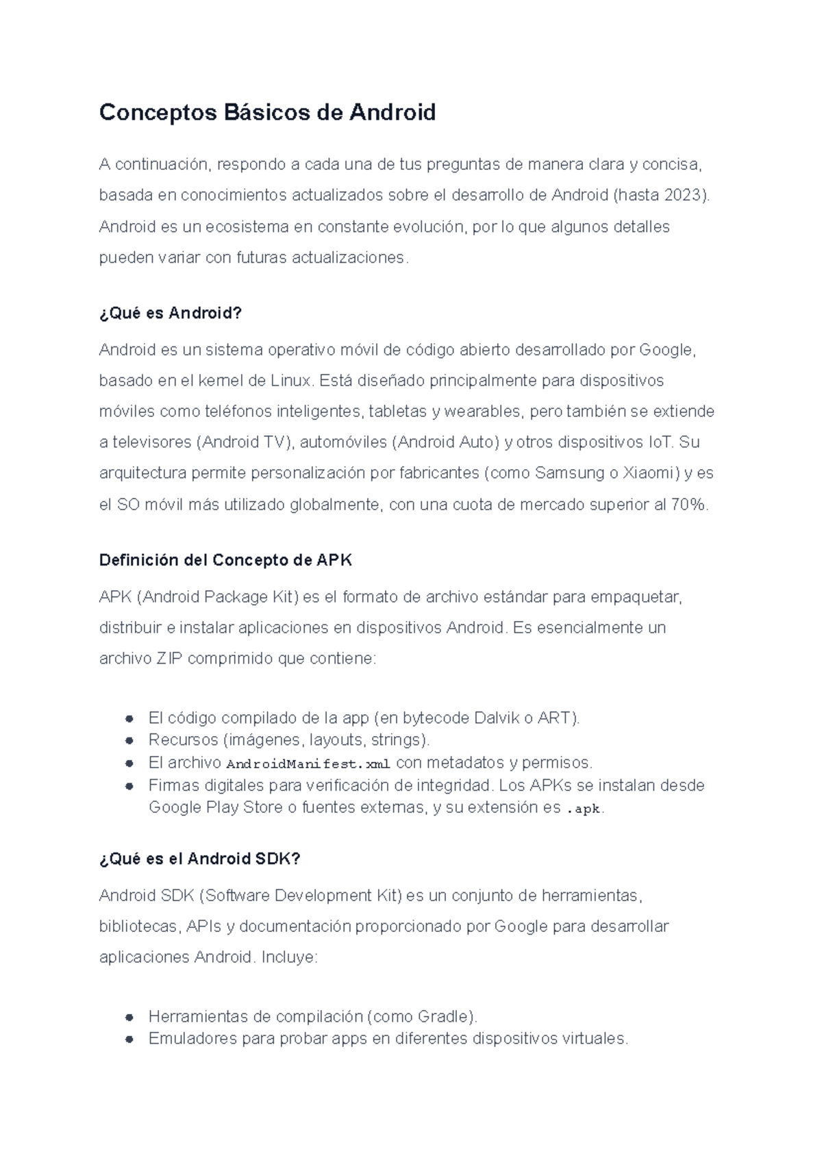 Conceptos Básicos de Android: Guía Completa para Desarrolladores - Studocu