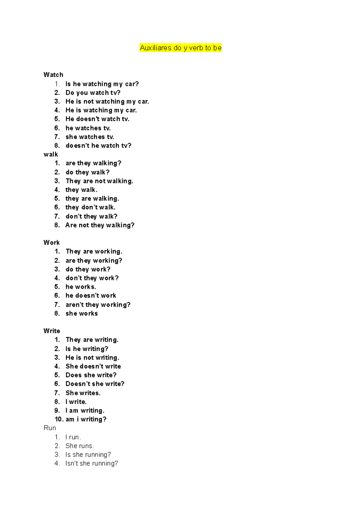 Auxiliares do y Verb to Be - Study Notes 19052022 - Studocu