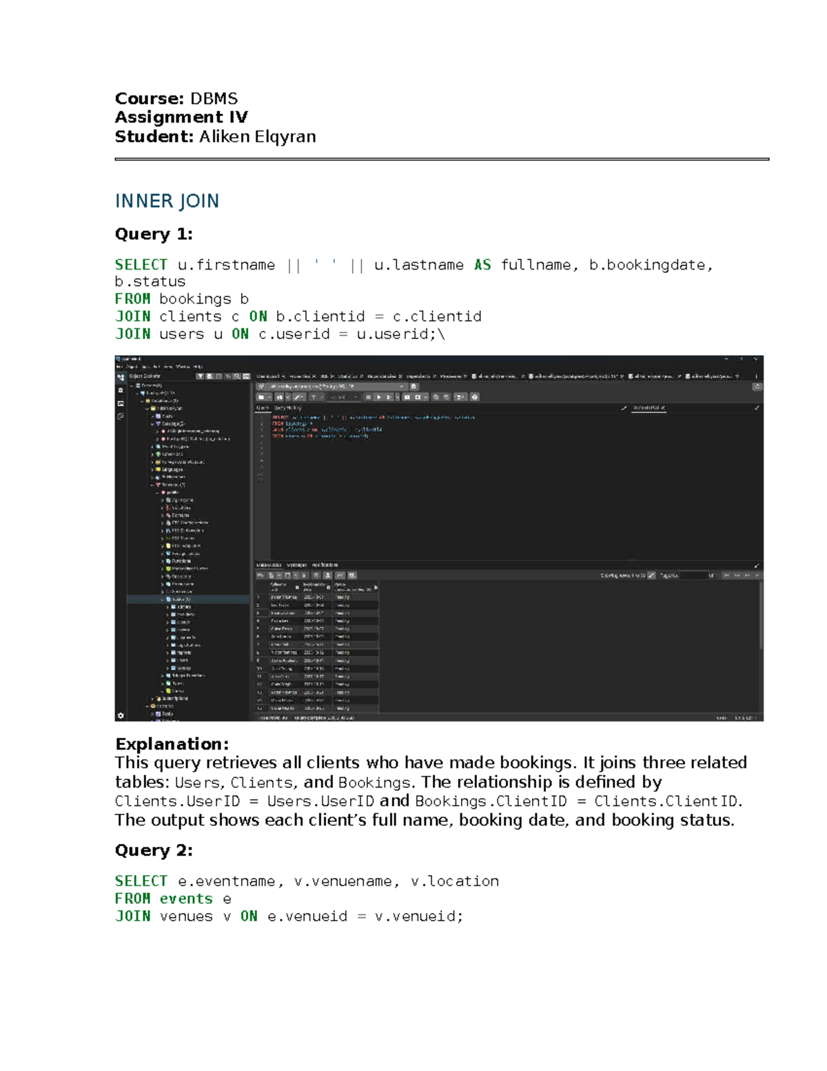 DBMS Assignment IV: Exploring SQL Joins and Queries - Studocu
