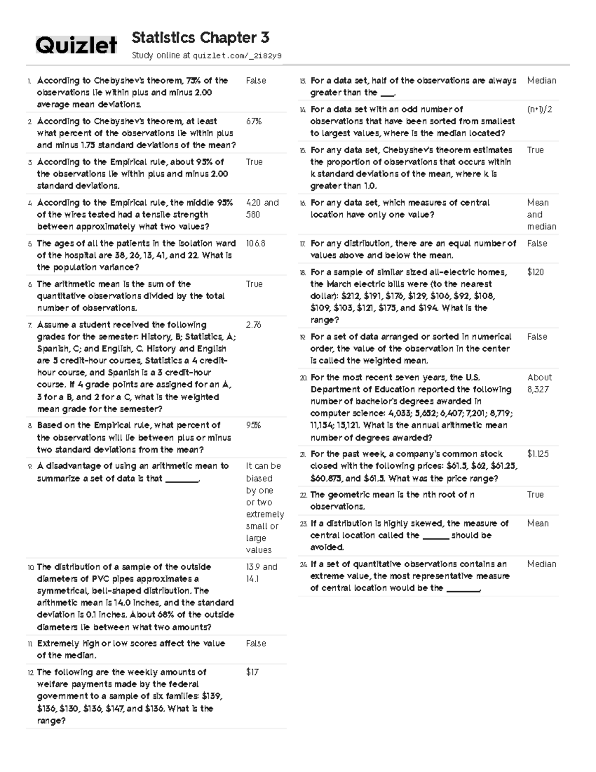 Statistics Chapter 2 Study Guide: Key Concepts and Calculations - Studocu