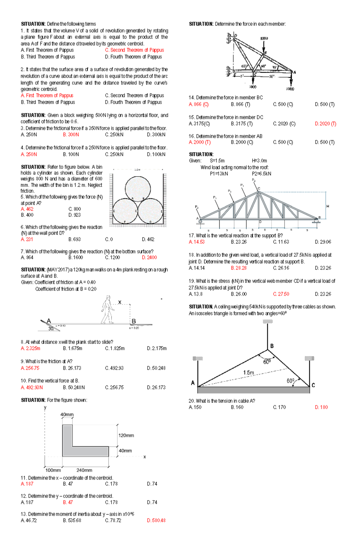 Statics - Exam Review Notes (Course Code: 1) - Studocu