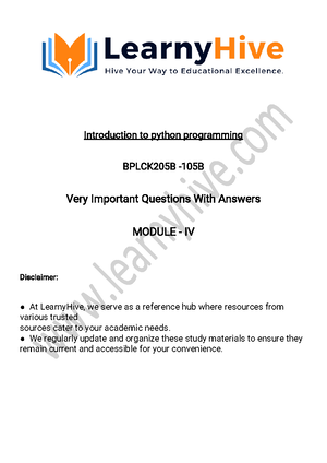 Introduction to Python Programming (BPLCK205B) Module 4: File Operations - Studocu
