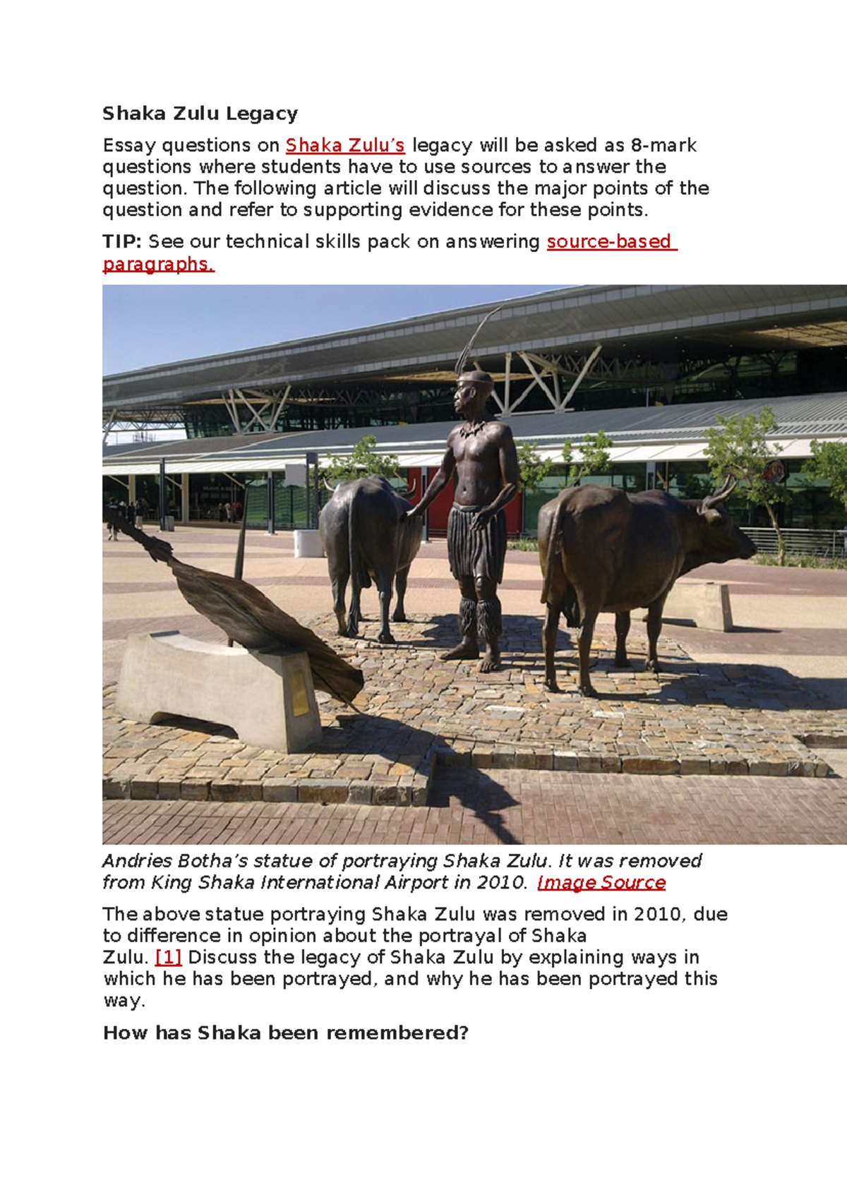 Shaka Zulu: Analyzing Legacy and Historical Portrayals - Summary - Studocu