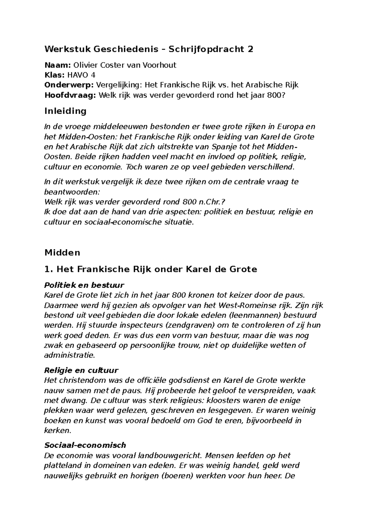 Vergelijking van het Frankische Rijk en het Arabische Rijk (HAVO 4 ...