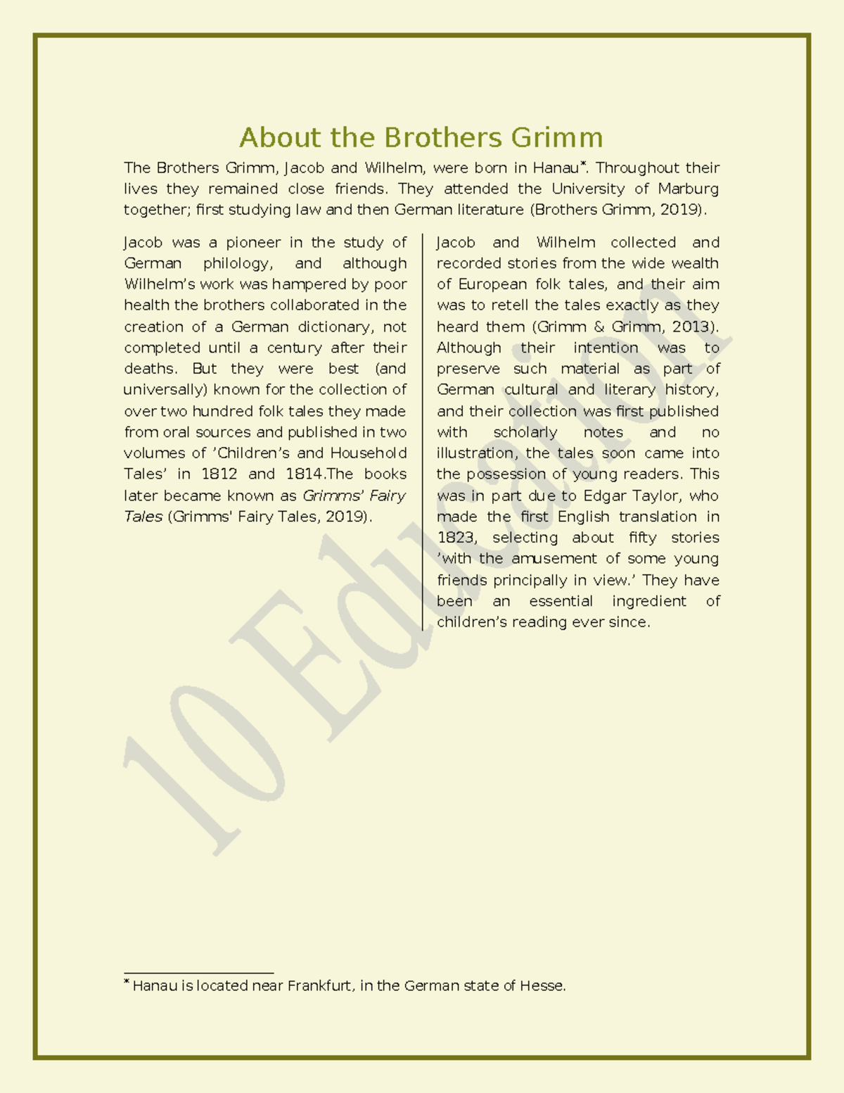 Brothers Grimm Fairy Tales: The Golden Bird Analysis (ENG 101) - Studocu