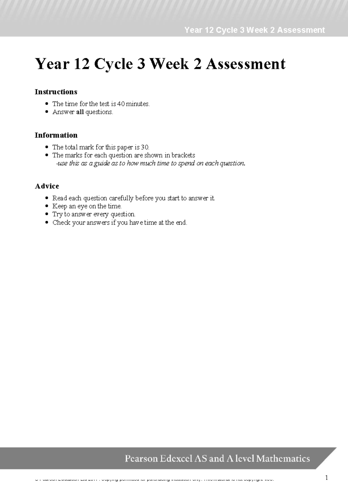 Year 12 Cycle 3 Week 2 Assessment - Exam Style Questions - Studocu