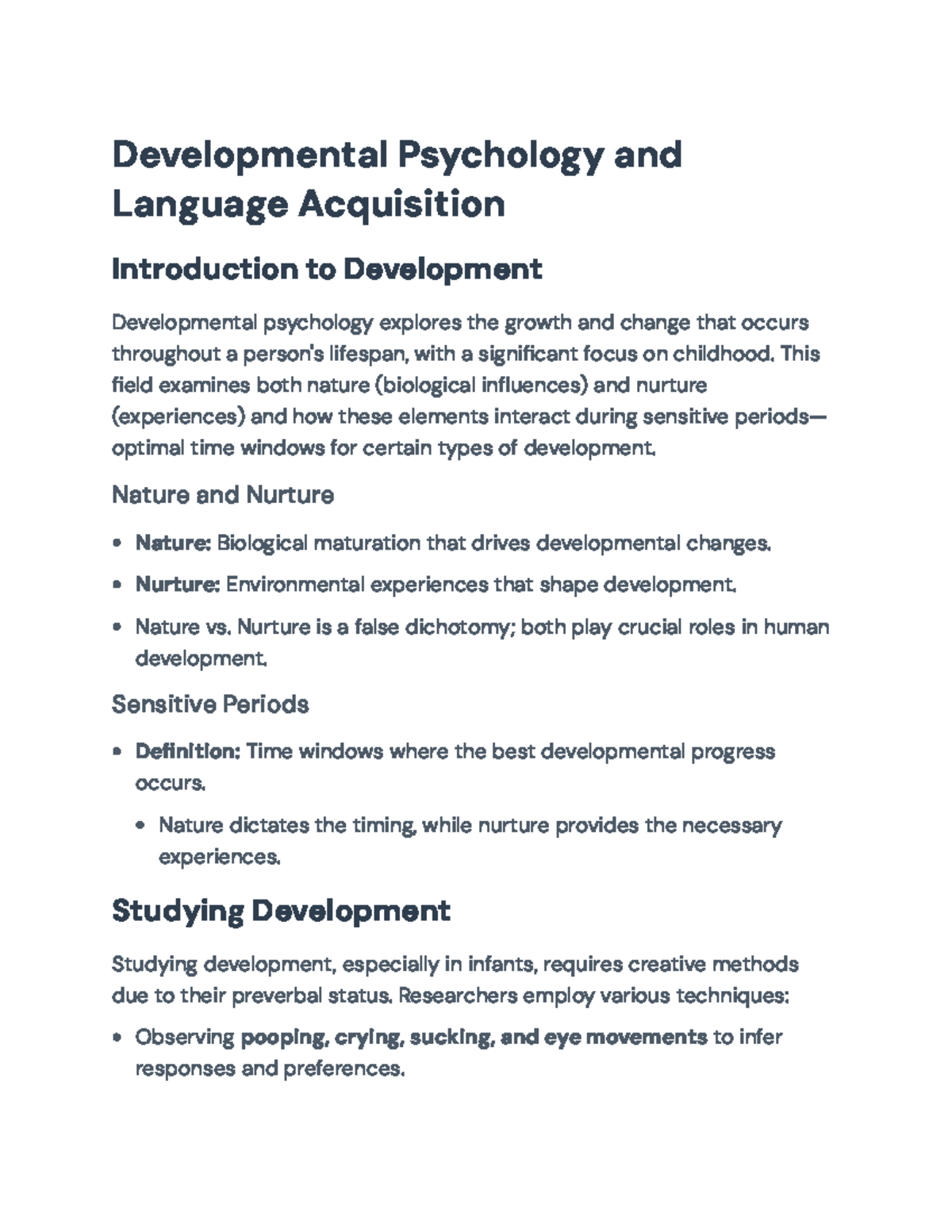 Developmental Psychology: Nature, Nurture, and Language Acquisition ...