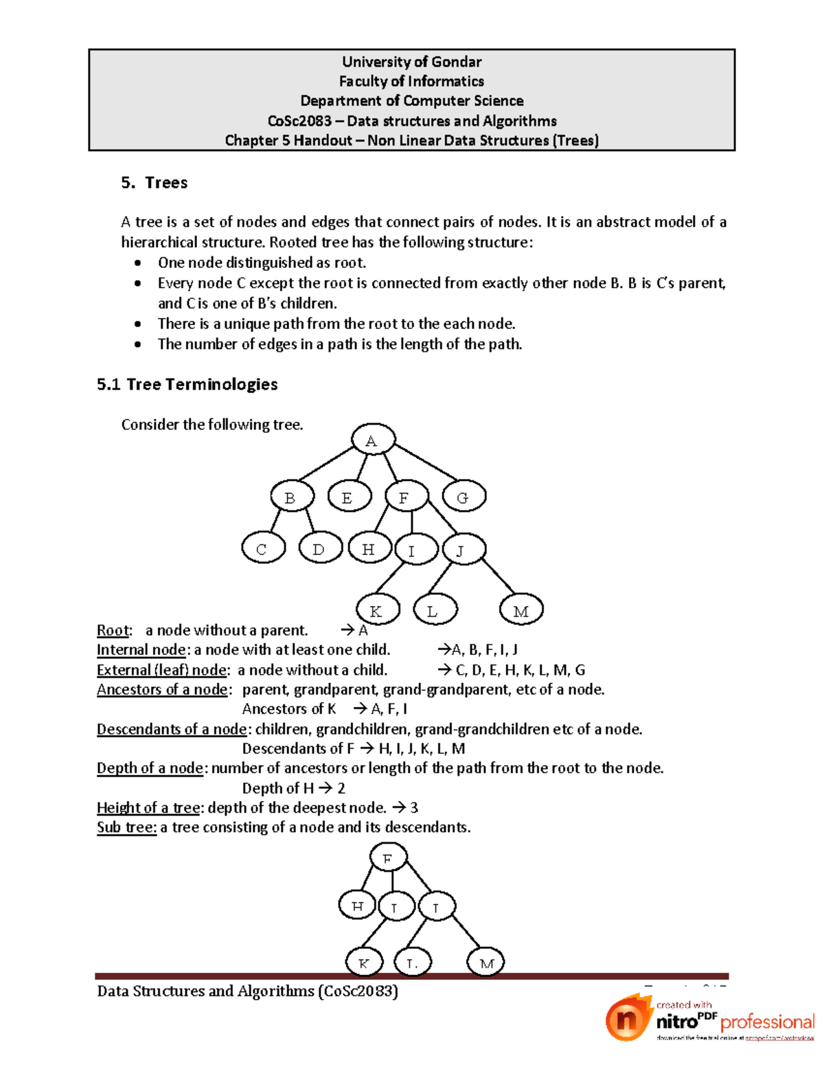 Chapter 5 algorithm - notes - University of Gondar Faculty of ...