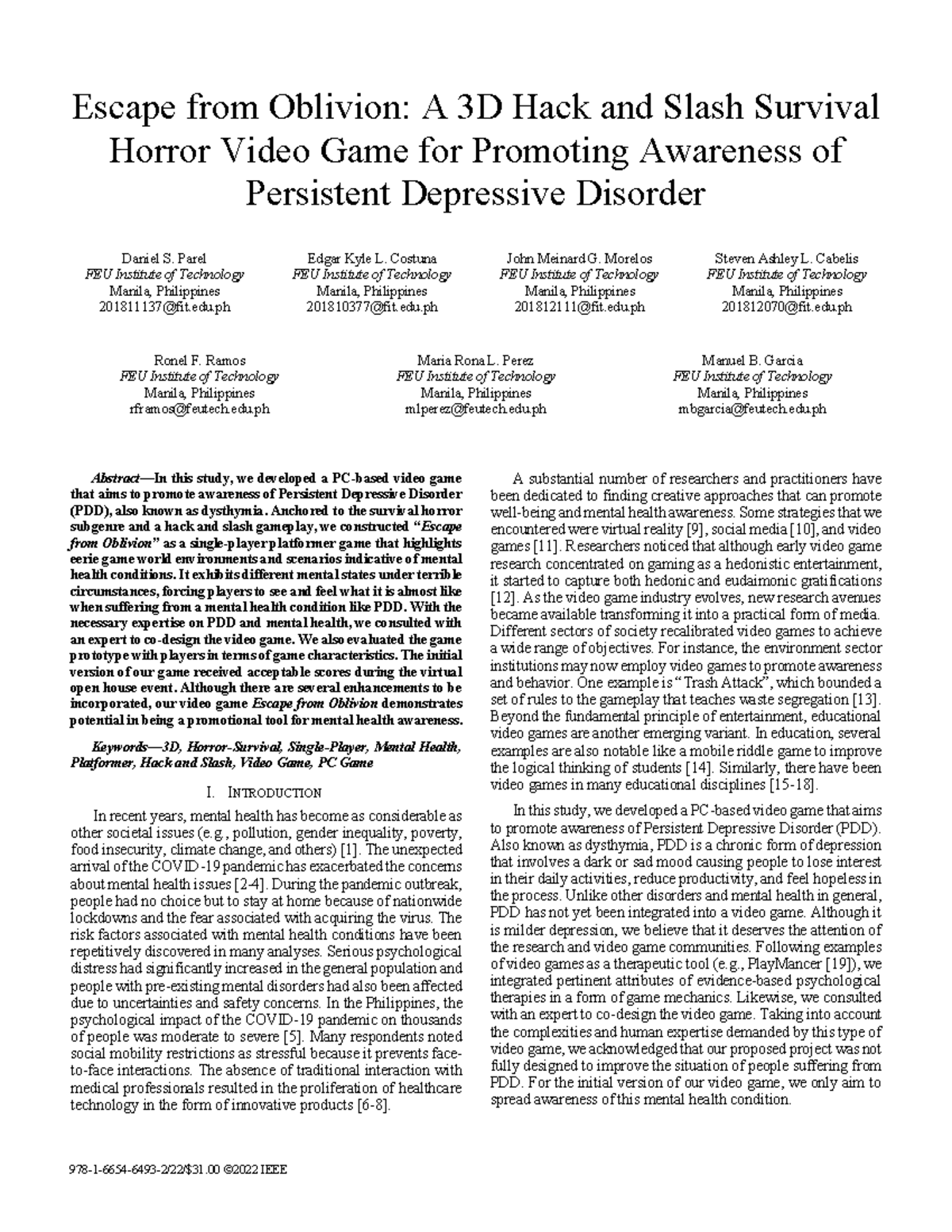 Escape from Oblivion: A PDD Awareness Horror Game Development - Studocu