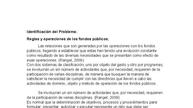 Identificación del Problema en Finanzas Públicas: Reglas y Operaciones ...
