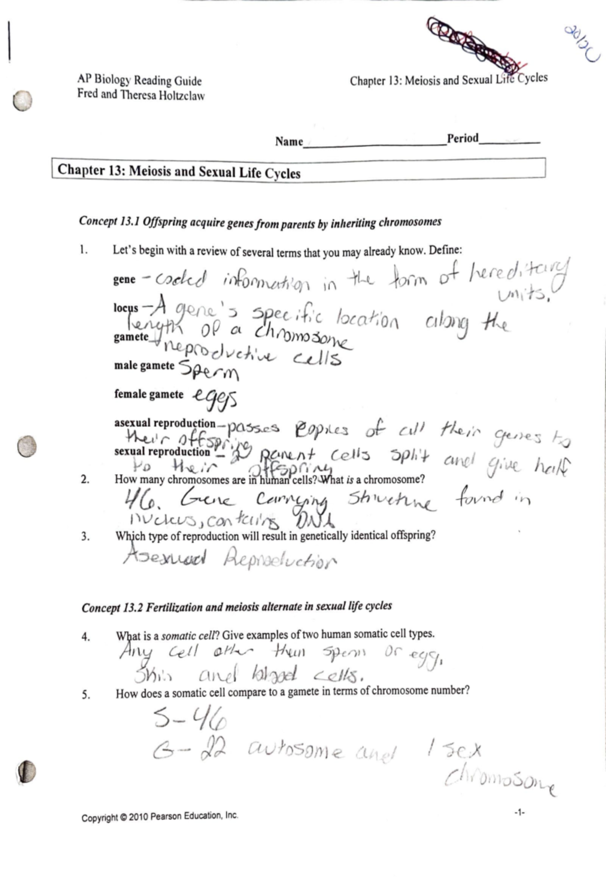 Meiosis and sexual life cycles part 2 - 0 ####### 0 AP Biology Reading ...