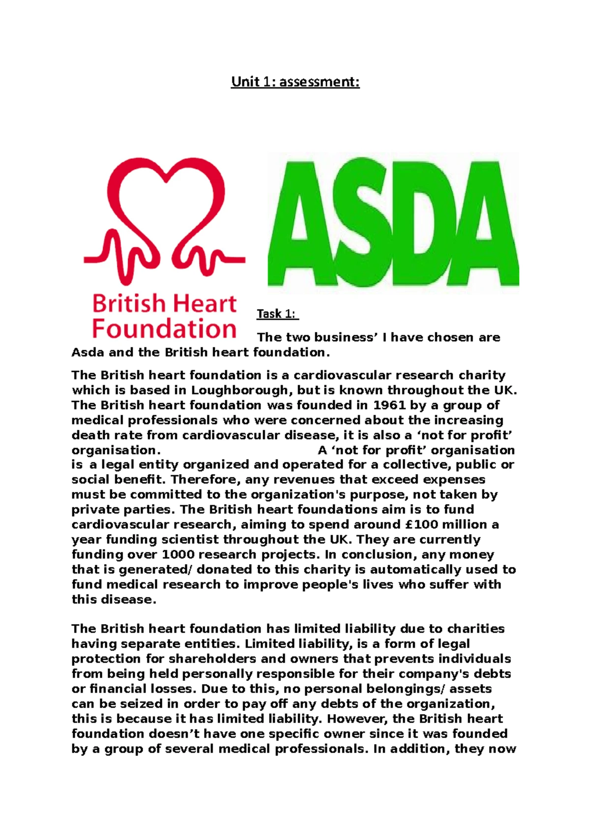 Assignment 1 U8 *D - Unit 8 Assignment 1 BTEC Level 3 Business Unit 8 ...