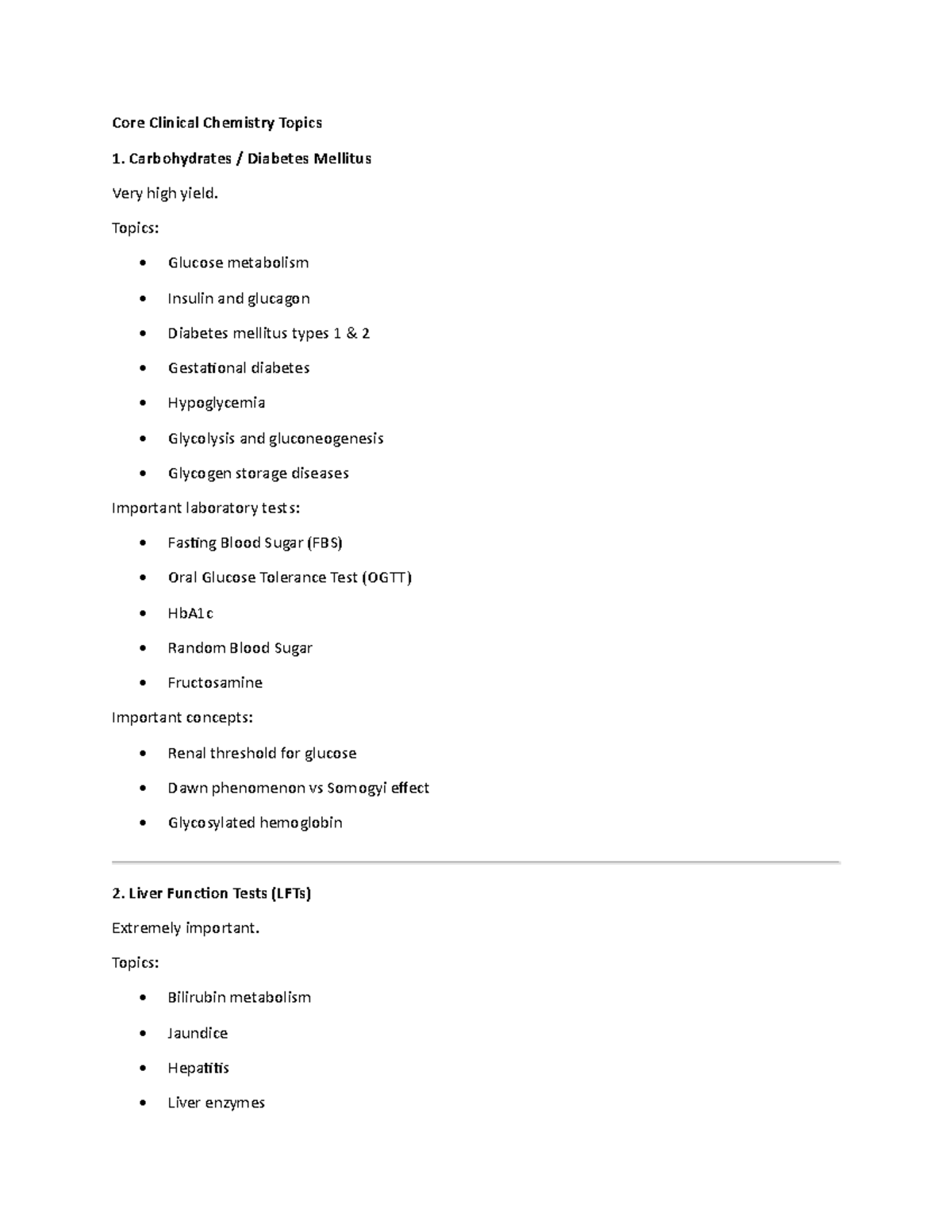 Core Clinical Chemistry Topics: High-Yield Review for Exams - Studocu