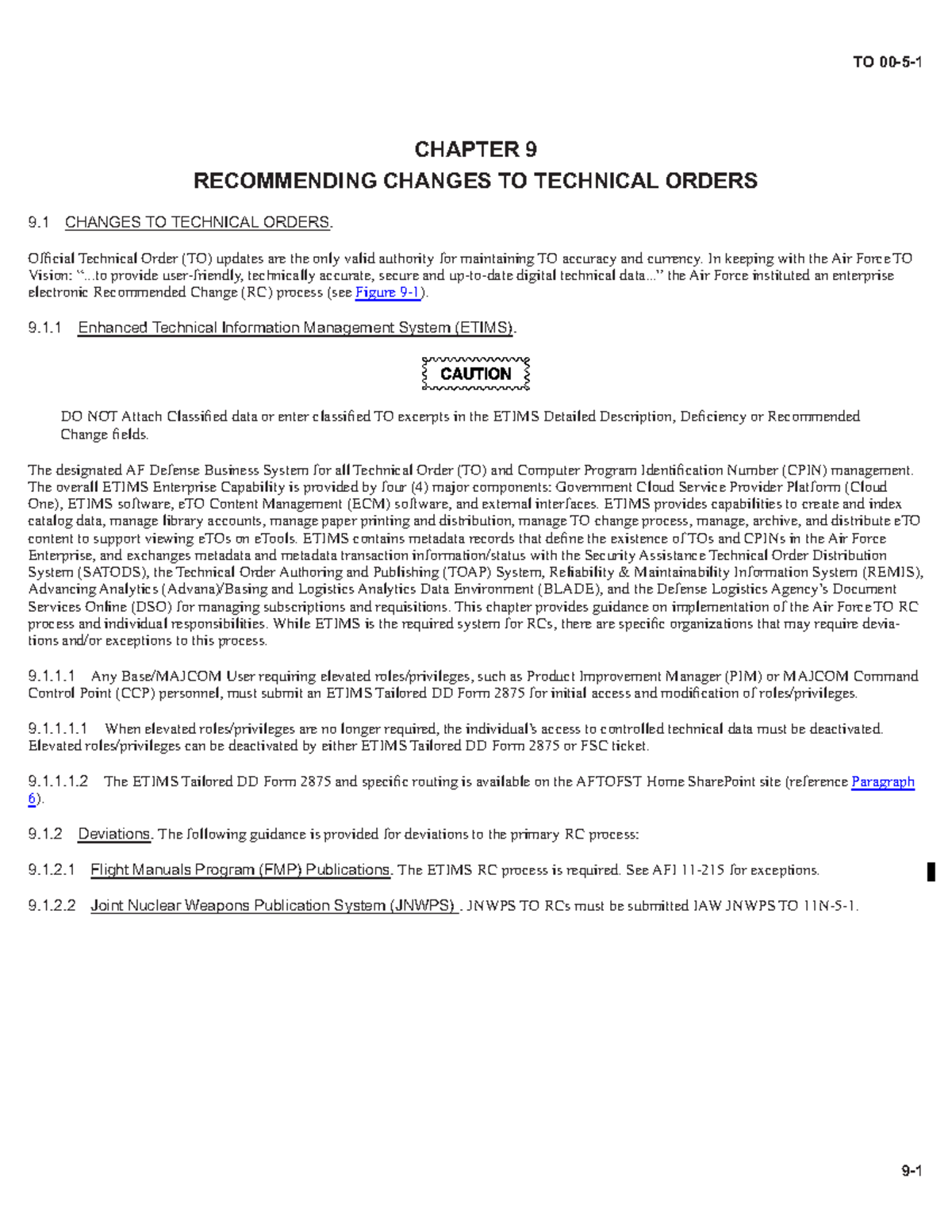 Recommending Changes to Technical Orders (TO 00-5-1) - CHAPTER 9 ...