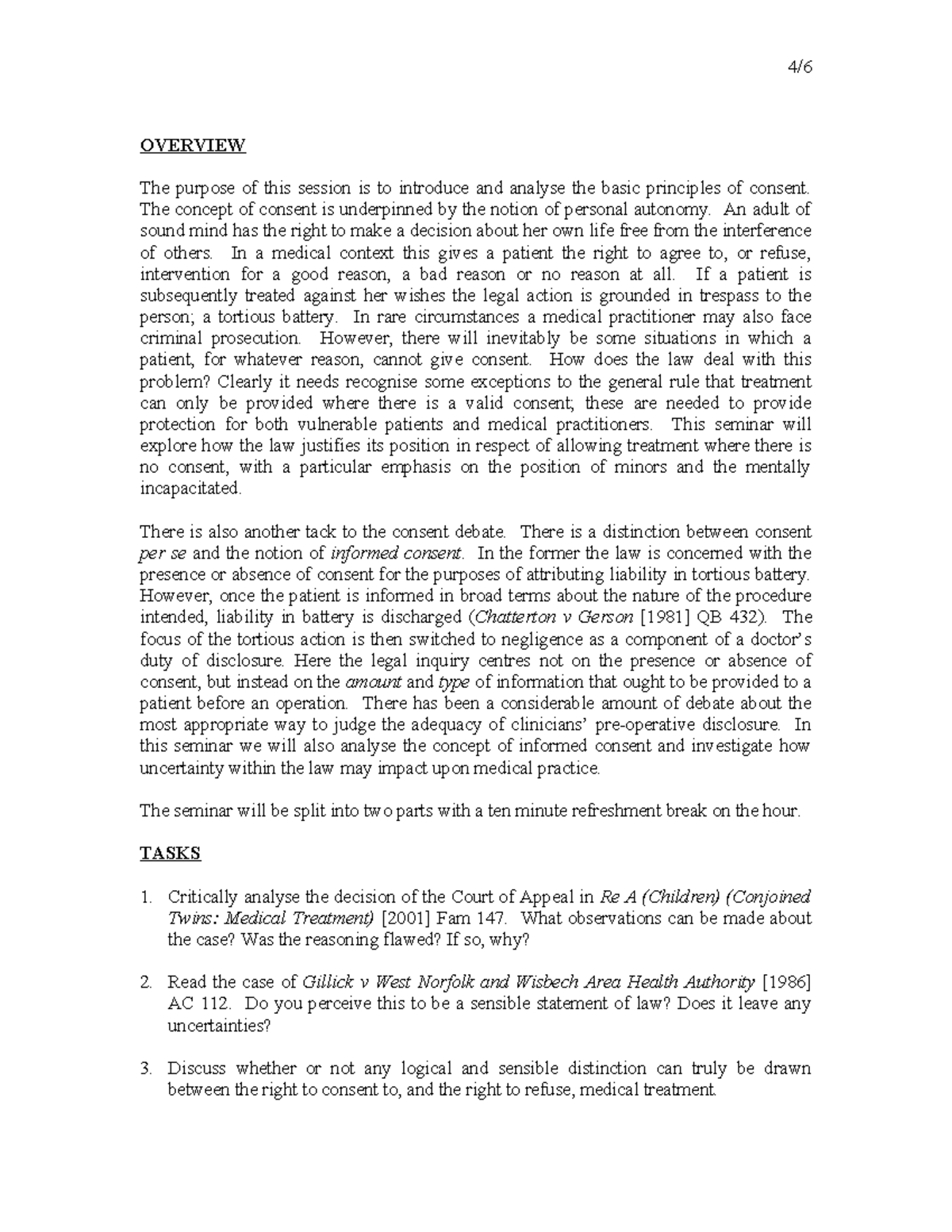 Sem 4 - Consent Principles in Medical Law: Analysis & Case Studies ...