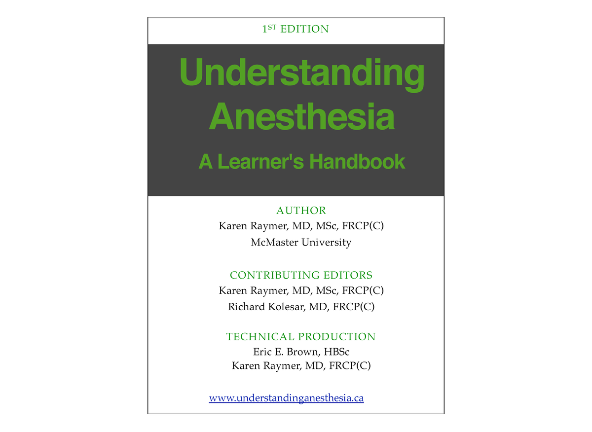 Understanding Anesthesia-A Learners Handbook - Understanding Anesthesia 1 ST EDITION AUTHOR ...