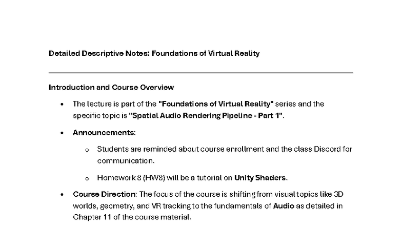 Detailed Descriptive Notes: Foundations of VR (Unit-6, Week 11 & 12 ...