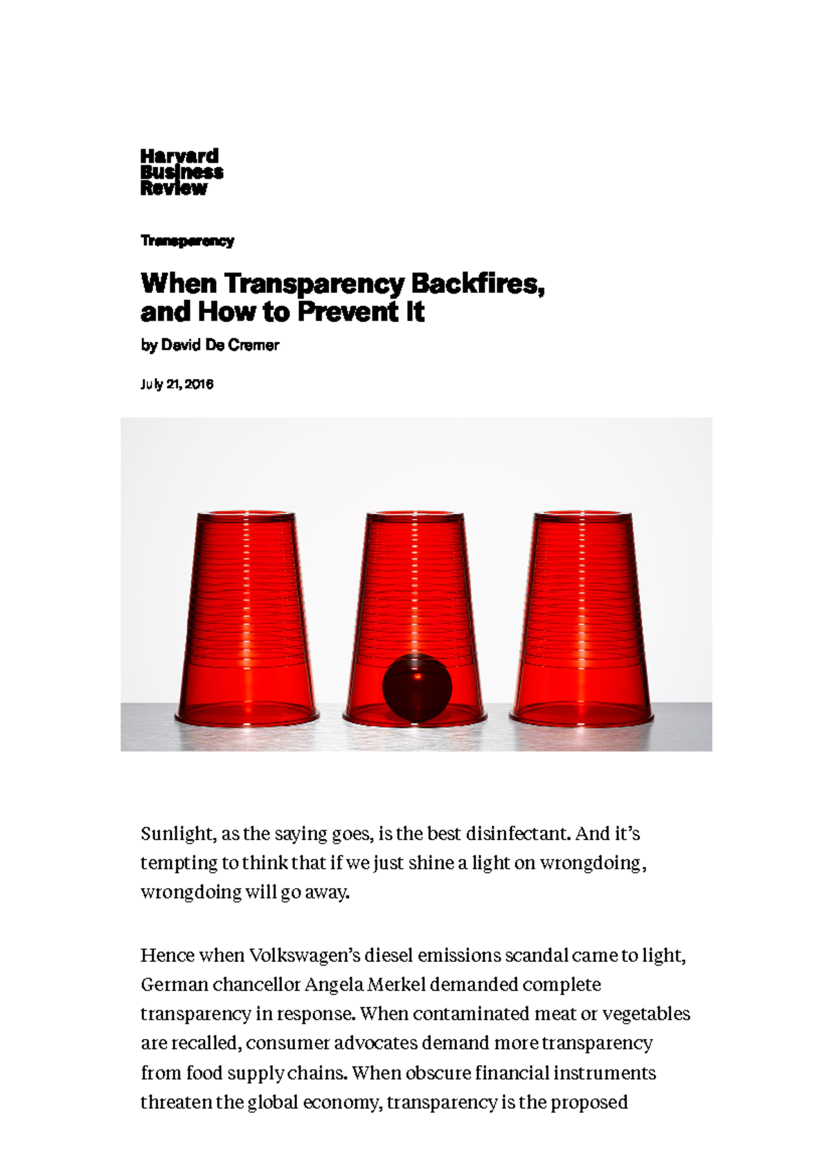 Managing Transparency: Risks and Solutions in Organizations - Studocu