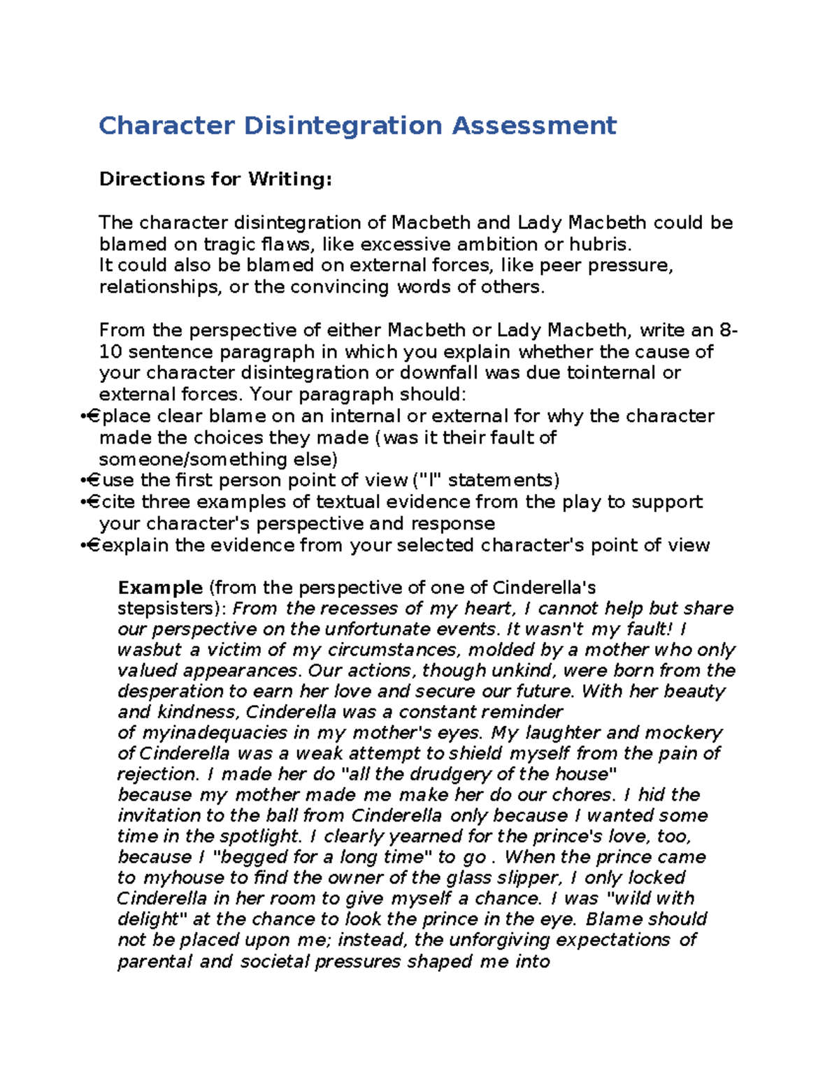 English 2: Character Disintegration Analysis of Macbeth & Lady Macbeth ...