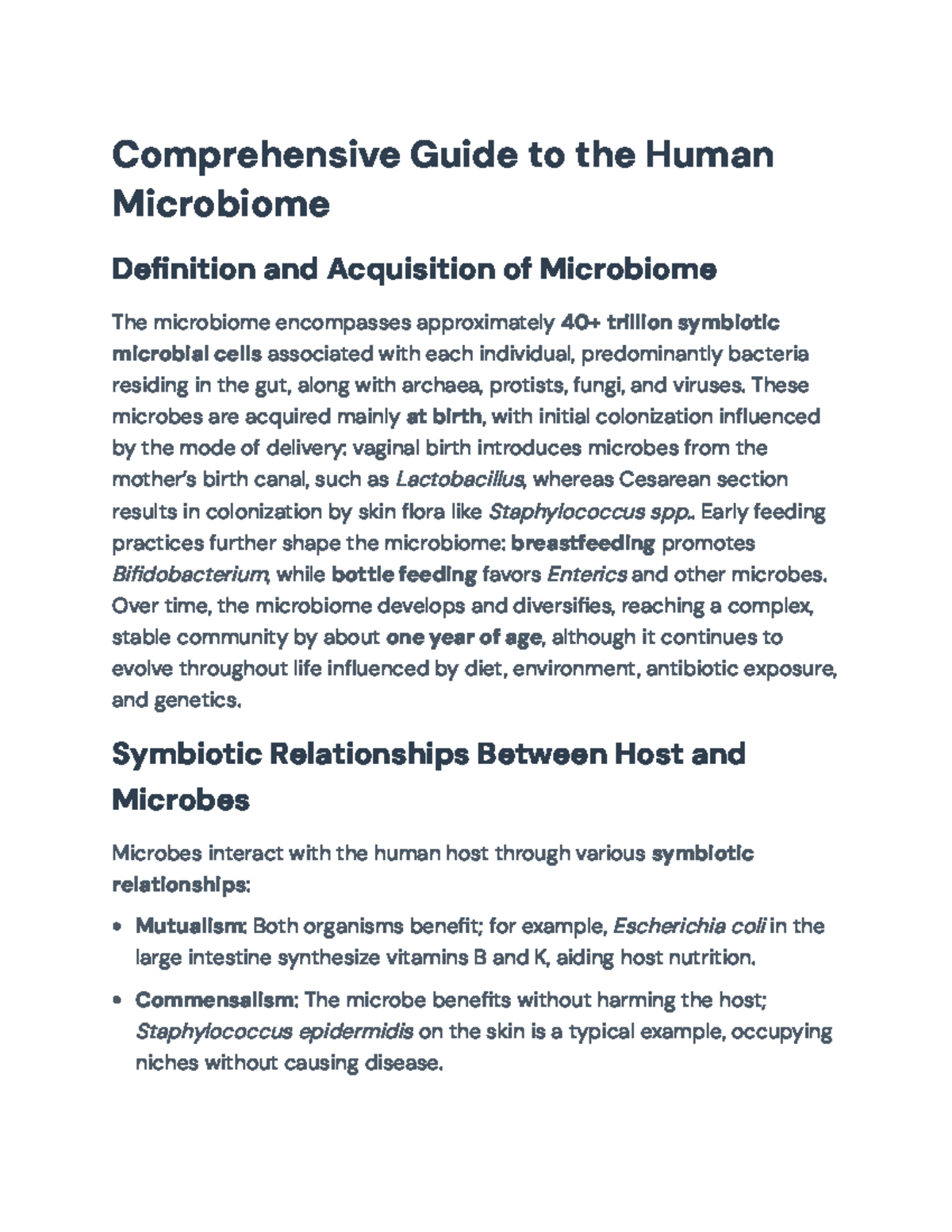Comprehensive Guide to the Human Microbiome: Functions & Development - Studocu