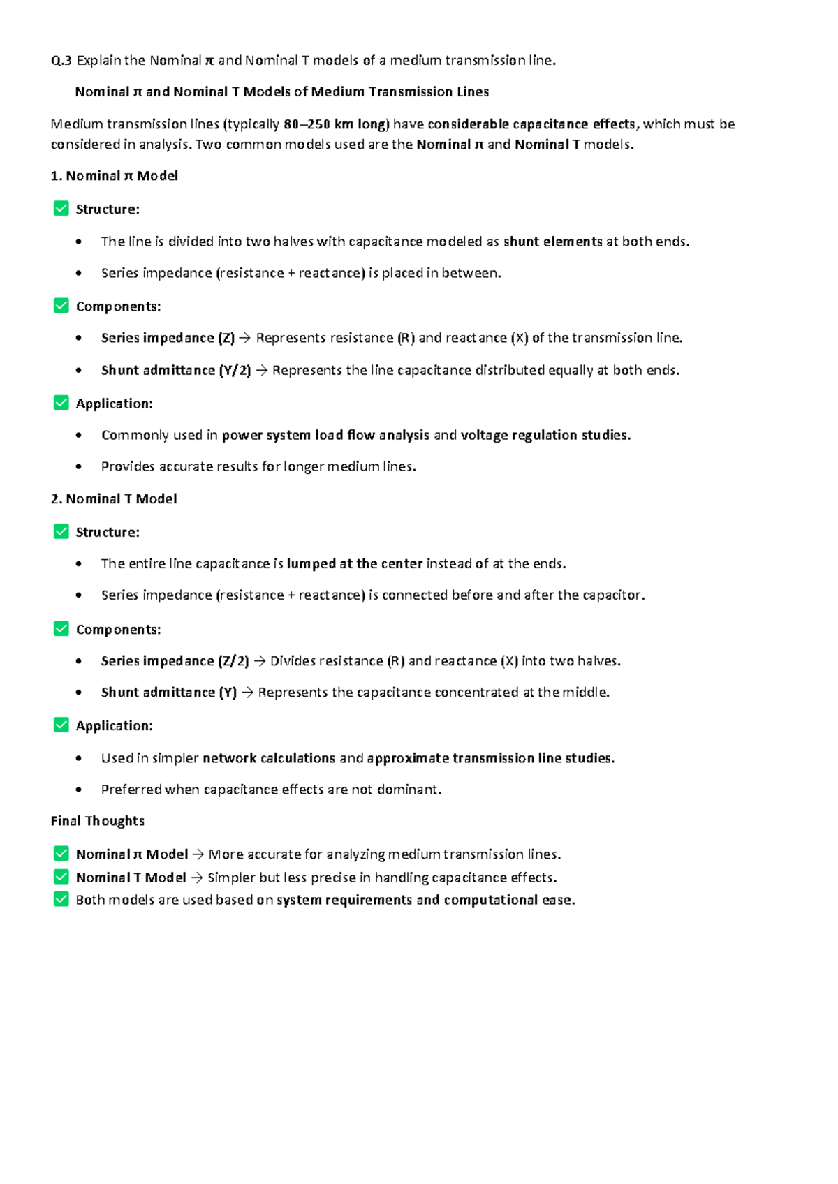 Unit 3 QB PSA - Nominal π & T Models of Medium Transmission Lines ...
