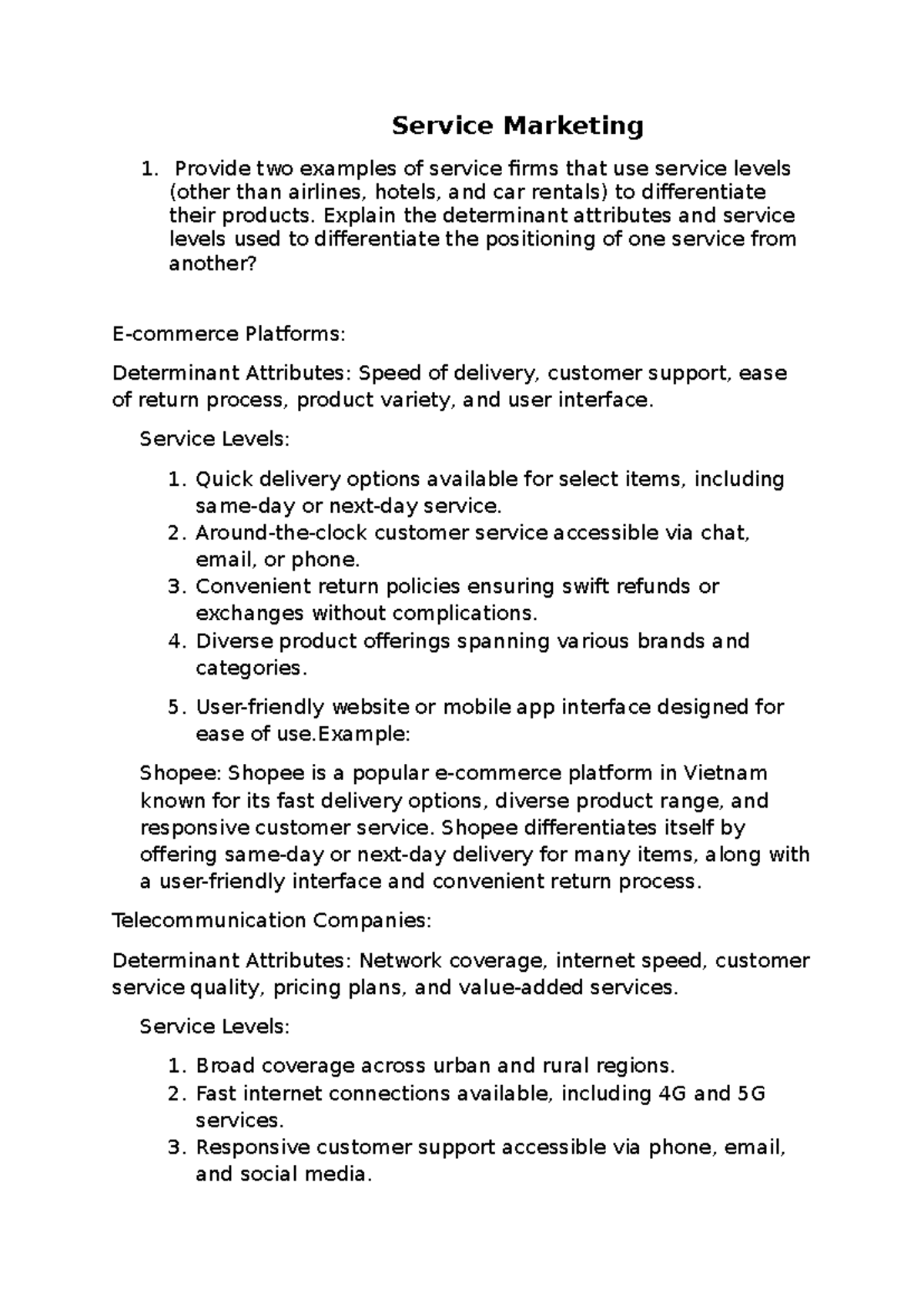 Bản sao Bài Tập Cá Nhân - Service Marketing Provide two examples of ...