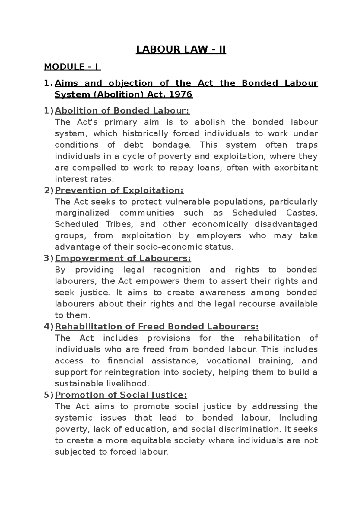 Labour Law II: Key Provisions and Impacts of Major Acts (LL Notes ...
