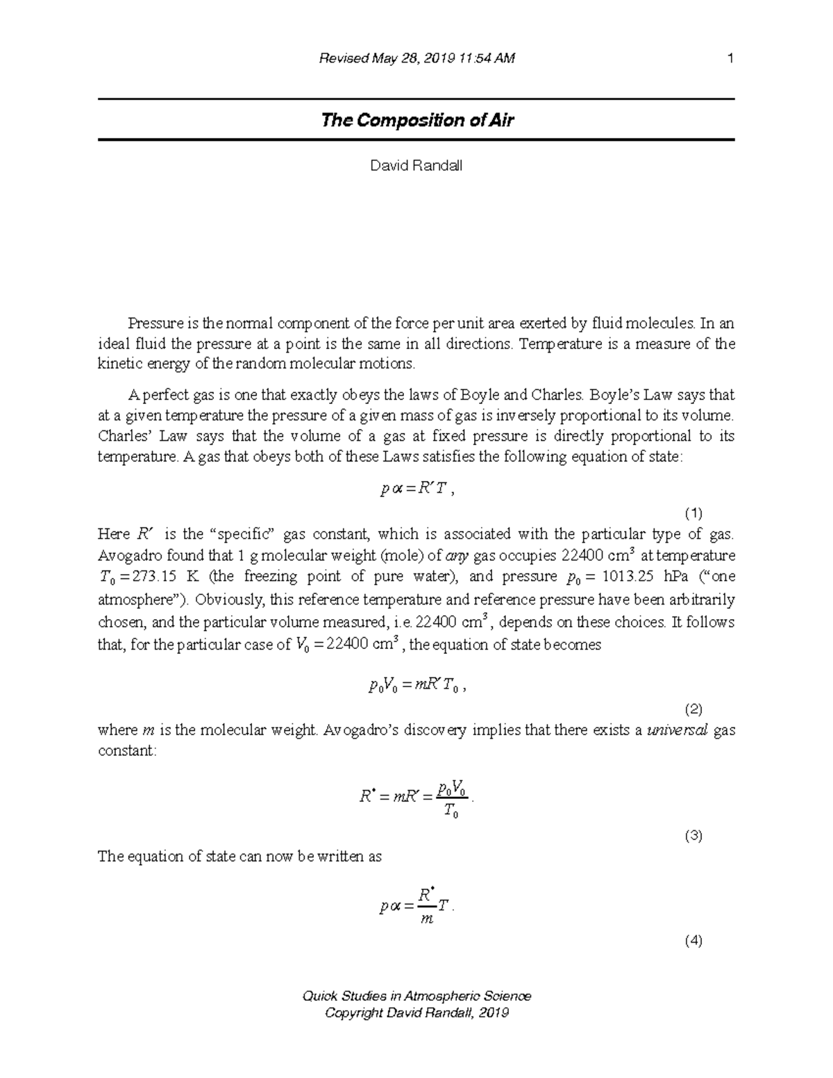 Atmospheric Composition of Air - Quick Study Notes - Studocu
