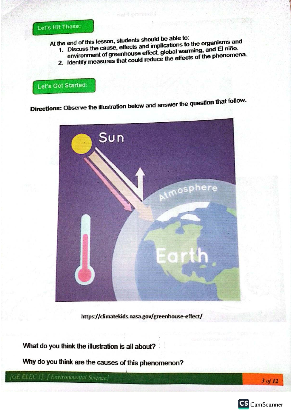 ELEC IL I Environmental Science I Lesson 1: Greenhouse Effect & Global ...