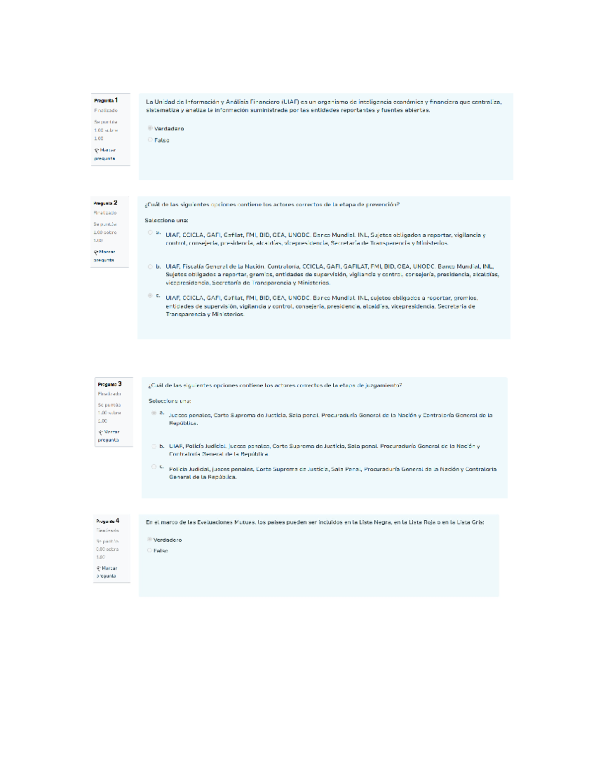 Evaluación de UIAF: Preguntas y Respuestas Clave - Studocu